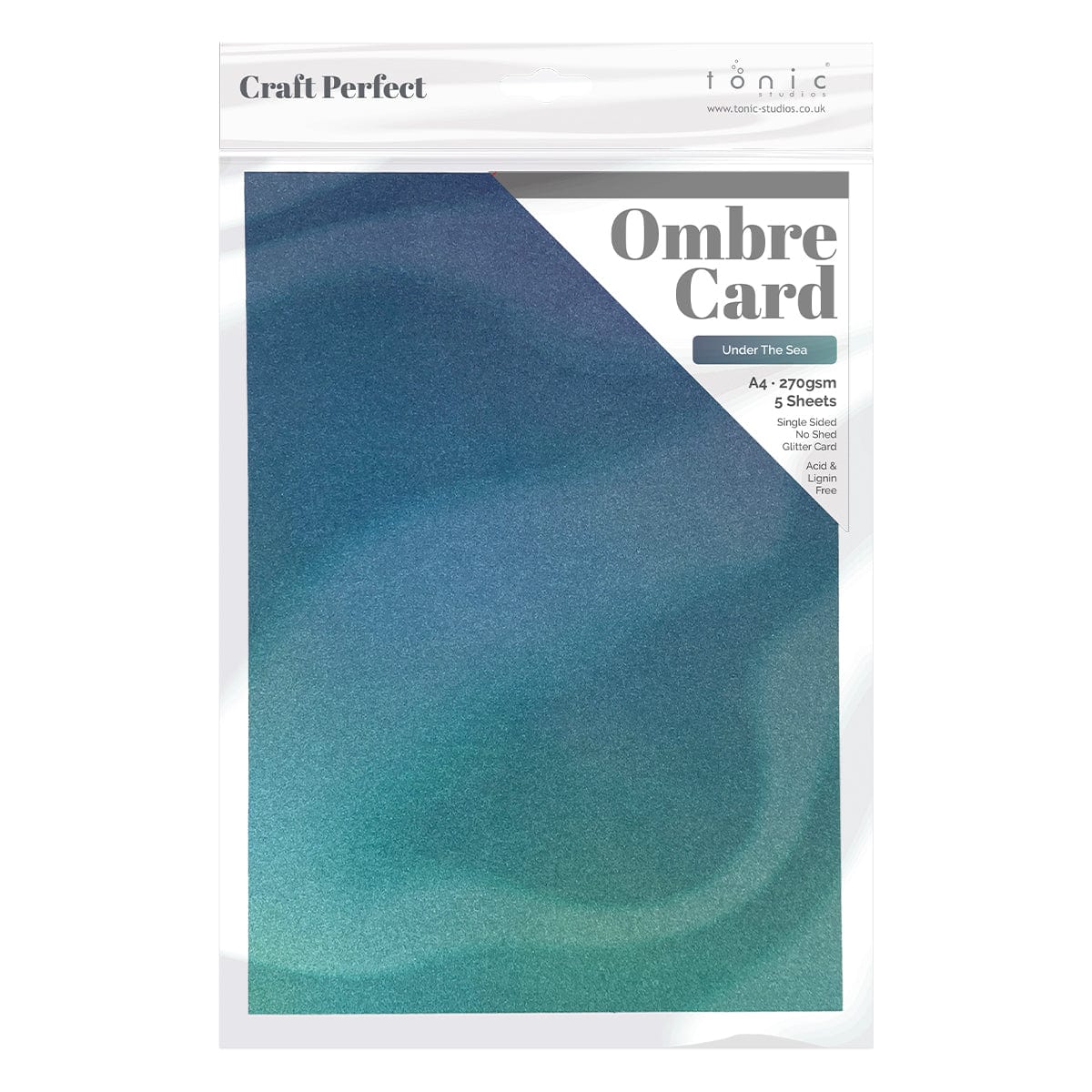 Craft Perfect - Ombre Glitter Card - Under The Sea - A4- Pack of 5 (25 ...