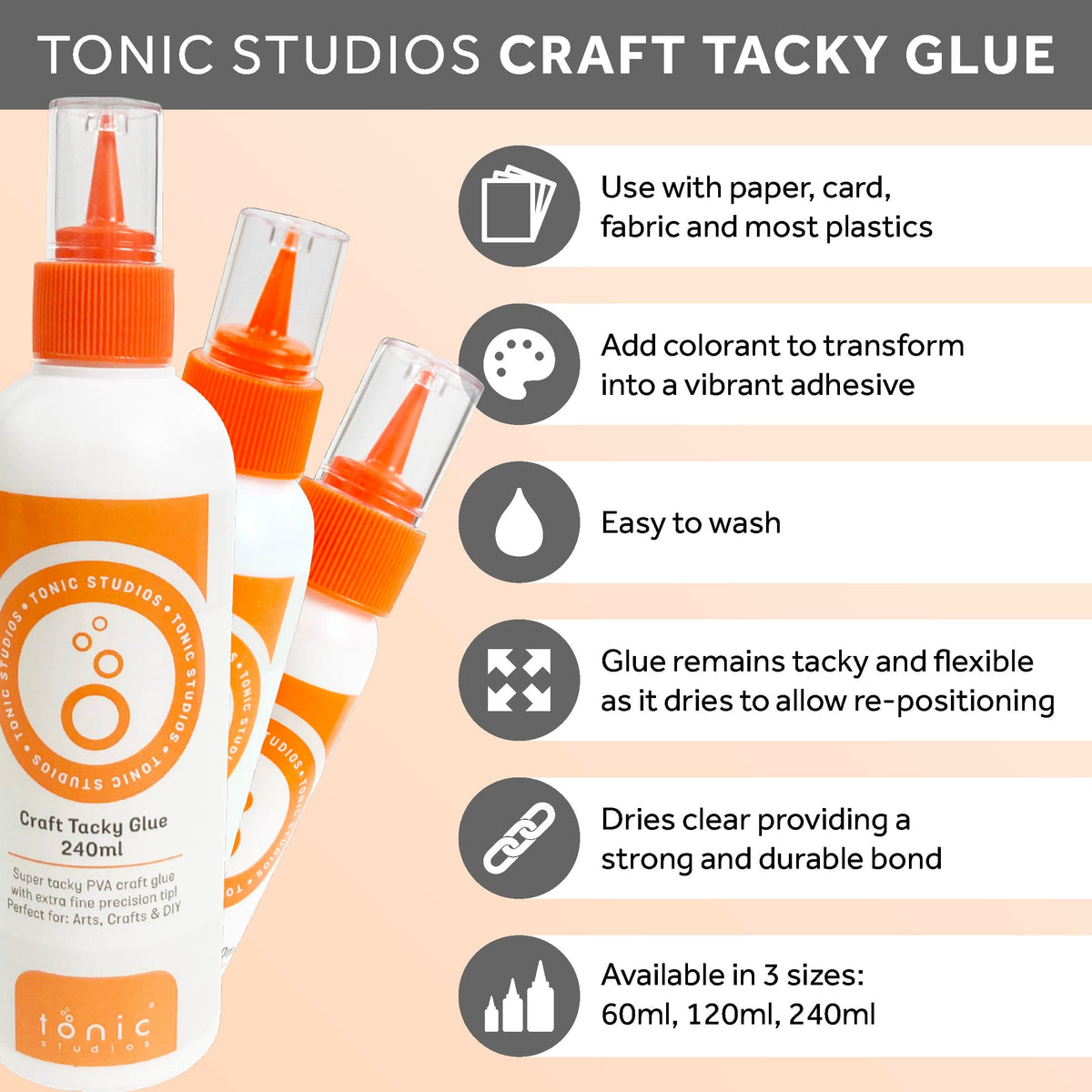 Multipack of 4 - Craft Tacky Glue 240ml PVA Glue - 4487E4 – Tonic Studios