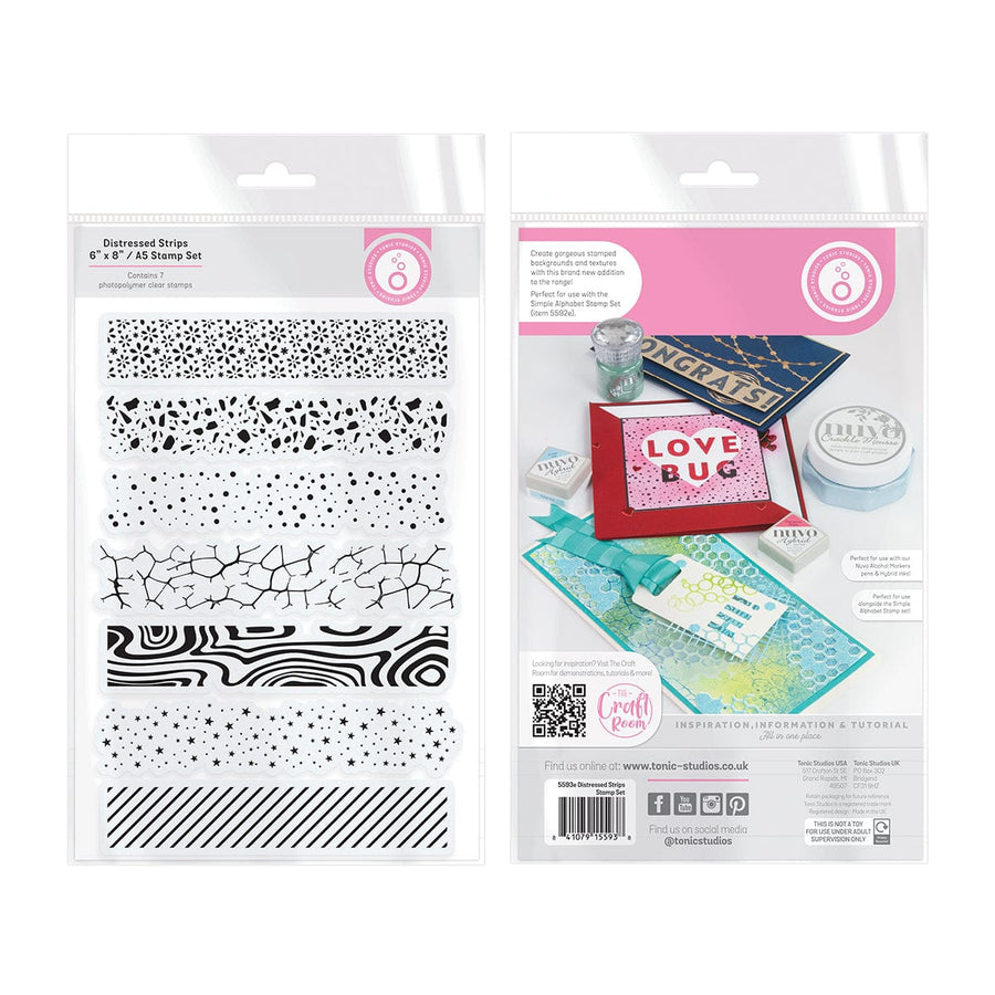 Distressed Strips 6"x8"/A5 Stamp Set - 5593e – Tonic Studios
