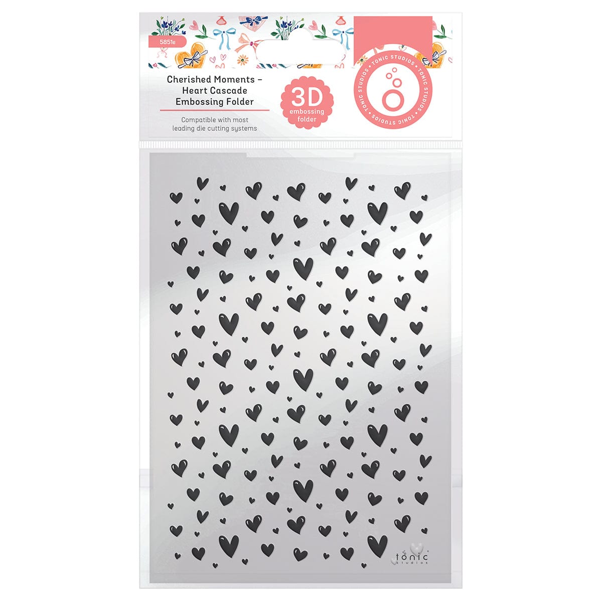 Cherished Moments - Heart Cascade 3D Embossing Folder - 5851e – Tonic ...